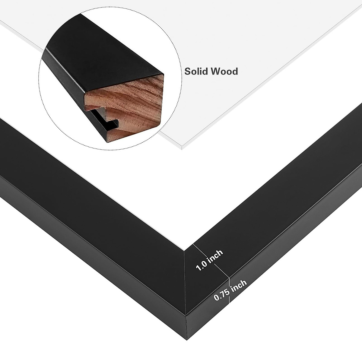 Golden State Art, 11x14 Black Photo Wood Frame with Real Glass and White Mat for 8x10 Picture