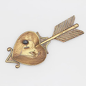 Funly mee Antique Trinket Dish Vintage Love arrow Gold Jewelry Tray , Marriage Ring Holder 8 x 3.3 inches