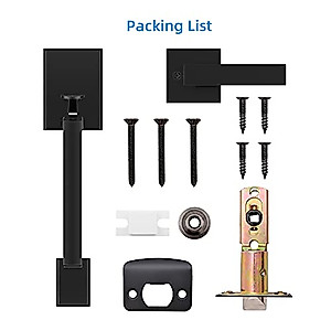 Roughshi Front Door Handle, Exterior/Interior Entry Lower Half Handleset Single Cylinder Lever, Century Trim for Left and Right Door Matte Black