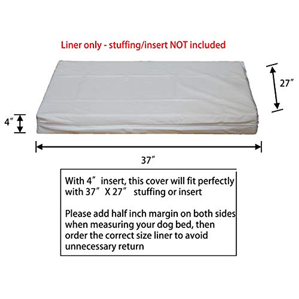 PetBed4Less Elite DIY Durable Dog Bed Dog Pillow Pet Bed Removable Waterproof Liner with Zipper - Elite Waterproof Dog Bed Liner only