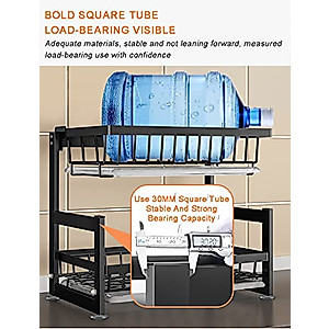 QYQS Kitchen Aid Dish Rack 2 Tier Dish Rack Non-Slip Suction Cup Easy to Disassemble and Install Stainless Steel Dish Drying Rack(Size:38.8x28x38cm,Color:Black)