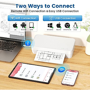 Ponek WiFi Thermal Printer - S821 Wireless Printers for Home Use, Inkless Portable Printer Supports 8.5" x 11" Letter/A4/A5/B5 Thermal Paper, Compatible with Phones & PC for Office, Home