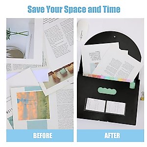 EOOUT 24 Pockets Accordian File Organizer, Portable Expanding File Folders with Expandable Cover, Desktop Plastic Accordion Folders Letter A4 Paper, Document Storage Organizer with Blank Labels
