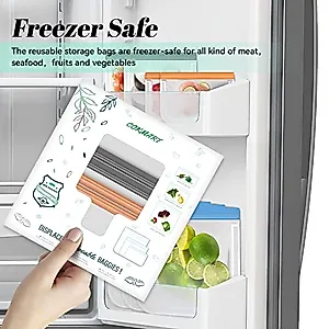 COKMART 9PCS Dishwasher Safe Silicone Bags for Food Storage,BPA Free Kitchen Bags Leakproof Freezer Reusable Bags 2 Reusable Gallon Bags/4 Sandwich Bags/3 Snack Bags for Lunch/Travel/Home