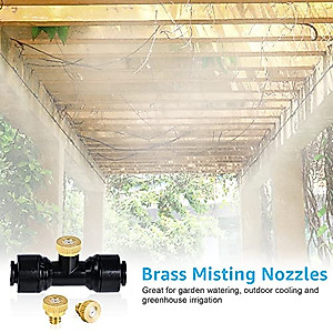 Misters for Outside Patio, 59 FT Misting Cooling System for Patio, 59FT (18 M) Misting Line+20 Mist Nozzles+3/4" Brass Adapter, Outdoor Misters for Patio, Garden, Greenhouse, Trampoline for Waterpark