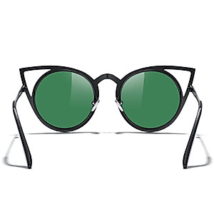 MERRY'S Cat Eye Sunglasses Round Metal Cut-Out Flash Mirror Lens Metal Frame Sun glasses S8064 (Red, 50)