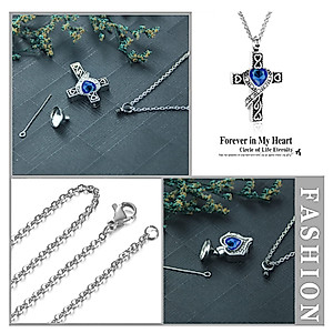 Cremation Urn Necklace for Ashes set of 5 -Crystal Heart Cremation Jewelry Memorial Jewelry for Ashes of Loved Ones Keepsake Urn for Human Ashes Pendant Necklace for Women Men (Blue 5 Pcs)