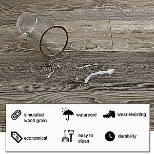 Oxdigi Peel and Stick Floor Tile 36" x 6"x 12 Packs/ 18 Sq.Ft, Thicken Wood Plank Flooring Self-Adhesive Waterproof for Kitchen Living Room RV, Easy DIY Floor Stickers, Sepia