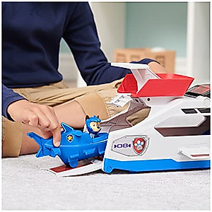 Paw Patrol Aqua Pups Whale Patroller Team Vehicle with Chase Action Figure, Toy Car and Vehicle Launcher, Kids Toys for Ages 3 and up