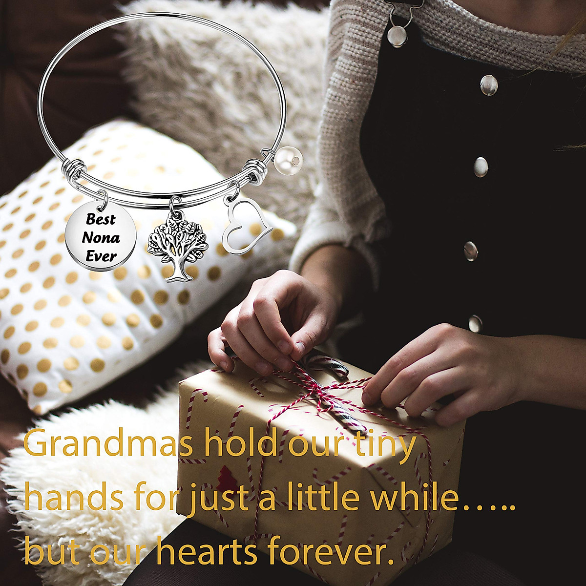 BLEOUK Best Nona Ever Grandma Jewelry Birthday Gift Mother's Day Gift for Grandma Nona (Best Nona Ever)