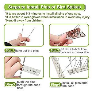 Valibe Bird Spikes Bird Deterrent Devices Stainless Steel 21.6 Feet Bird Repellent Spikes Critter Pricker for Pigeons Small Birds Woodpecker Cat with Uninstalled Pins