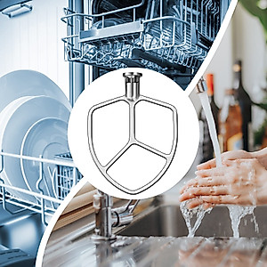 Gdrtwwh Stainless Steel Flat Beater Attachment for KitchenAid 5 & 6-Quart Bowl-Lift Mixer,for Baking - Pastry, Pasta Dough, Mixing Accessory（Dishwasher Safe）