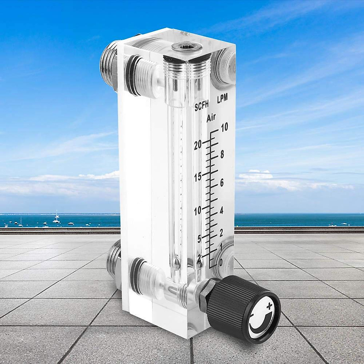 Acrylic Flowmeter, LZM-6T Acrylic Plexiglass Adjustable Panel Type Panel Type Flowmeter Gas Flowmeter 1~10LPM 1/4"BSP M181.5 Flowmeter Panel Gas Flow Meter