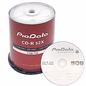 PioData CD-R 52X 700MB Logo Top Recordable Media - 100 Disc Cake Box Spindle Blank CDs for Burning Music Bulk Writable CD Discs 100pk