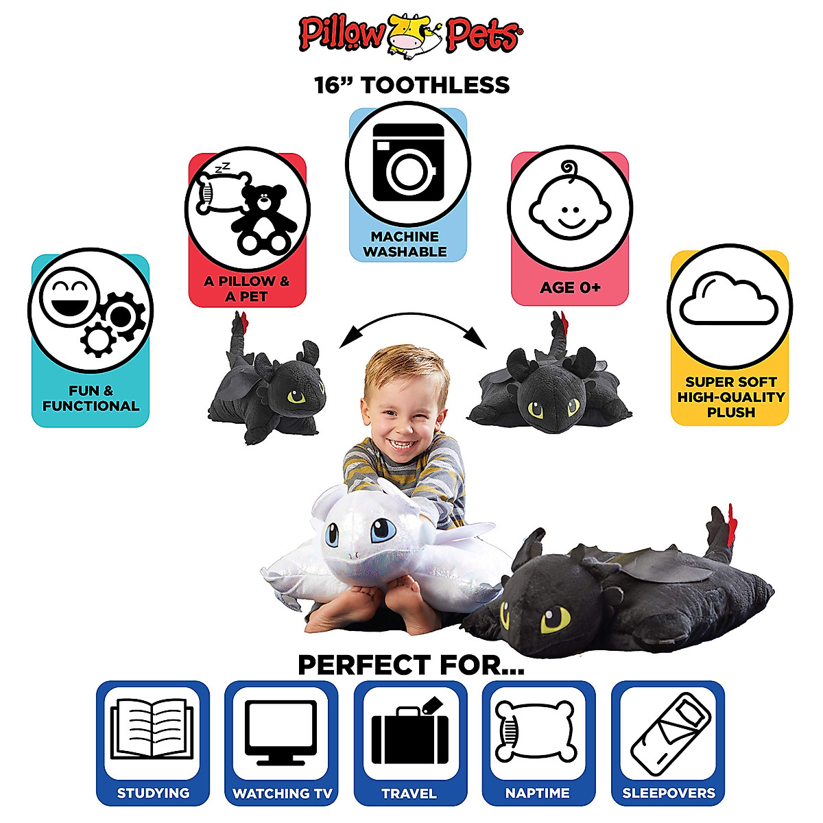 Pillow Pets How to Train Your Dragon Toothless Plush - NBCUniversal 16" Stuffed Animal Toy