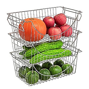 SANNO Over The Sink Dish Drainer Dish Drying Rack+Stackable Storage Baskets Cubby Bins for Kitchen