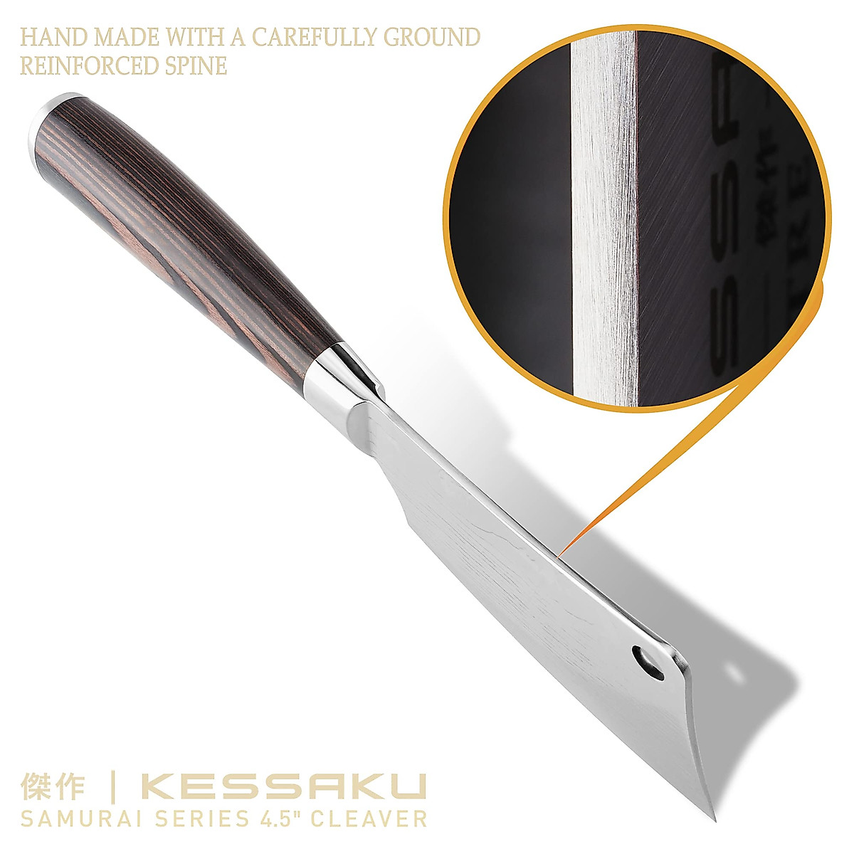 KESSAKU Mini Meat Cleaver Butcher Knife - 4.5 inch - Samurai Series - Heavy Duty - Razor Sharp Kitchen Knife - Forged 7Cr17MoV High Carbon Stainless Steel - Wood Handle with Blade Guard