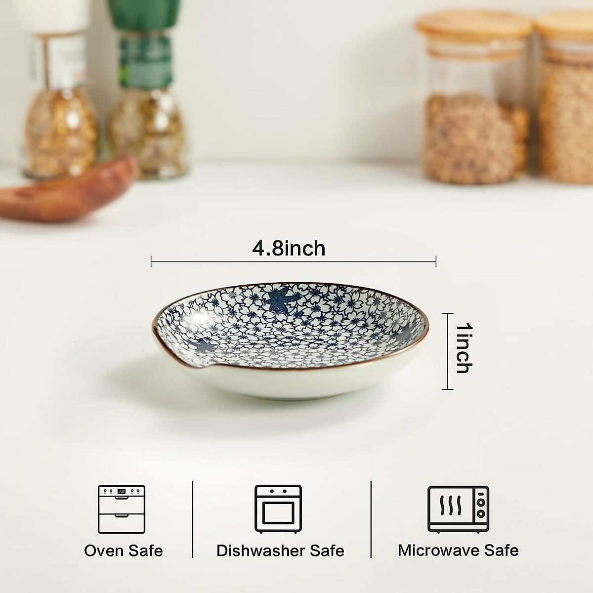 Ceramic Spoon Rest for Stove Top, Spoon Holder Set of 4 Kitchen Counter Coffee Spoon Rest 4.8 Inches Ceramic Pasta Spoon Microwave and Oven Safe Modern Kitchen Décor