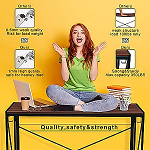 40 Inch Work Desk,Portable Folding Computer Desk,Home Office Desk,Study Writing Table,Gaming Desk Office Desk,Waterproof desk top, Easy Assemble Sturdy Home Office Table with Headphone Hook-BrownBrown