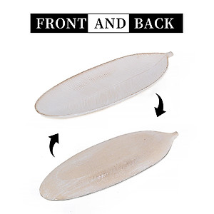 Hanobe Leaf Wooden Decorative Tray: Leaf Shaped Wood Key Tray Decor Leaf Bowl for Crystal Candle