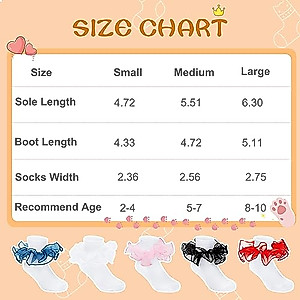 Zando Girls White Ruffle Socks Big Double Lace Turn Cuff Dress Socks Girl Ruffle White Socks Cute Lace Socks for Girls 6-8 Frilly Ankle Dress Sock 3/Black 5-7 Years