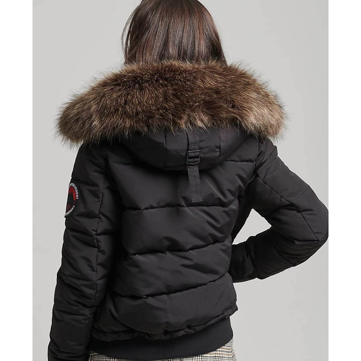 Superdry Womens Everest Bomber Jacket, Zip And Popper Fastening Black Size 12