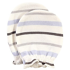 Hudson Baby Unisex Baby Cotton Scratch Mittens, Royal Safari, 0-6 Months