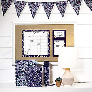 Vera Bradley Blue Large Spiral Notebook, College Ruled Paper, 11" x 9.5" with Pocket and 160 Lined Pages, French Paisley