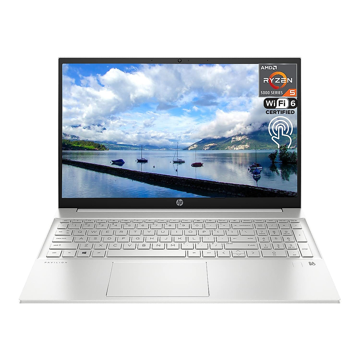 HP Pavilion Laptop, 15.6" FHD Touch Screen, AMD Ryzen 5 5625U Processor, 16GB RAM, 1TB PCIe SSD, Webcam, HDMI, Fingerprint Reader, Backlit Keyboard, Wi-Fi 6, Windows 11 Home