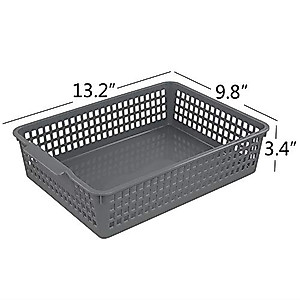 Cand Grey Plastic Basket Tray, A4 Paper Bakets, 6 Packs