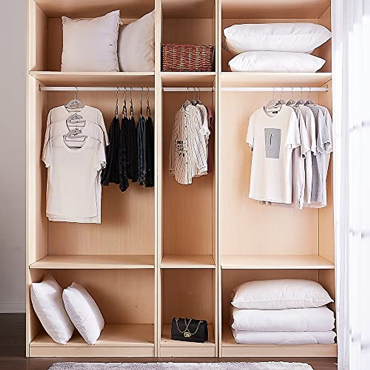 HWAJAN Coat Hanger 50Pack,Space Saving Hangers 16.53inch Plastic Hangers Rubber Strip Non-Slip Clothes Hangers Pants Hangers for Dorms,Apartments,Suit for Pants,Jackets,Sweaters,Shirts,Black