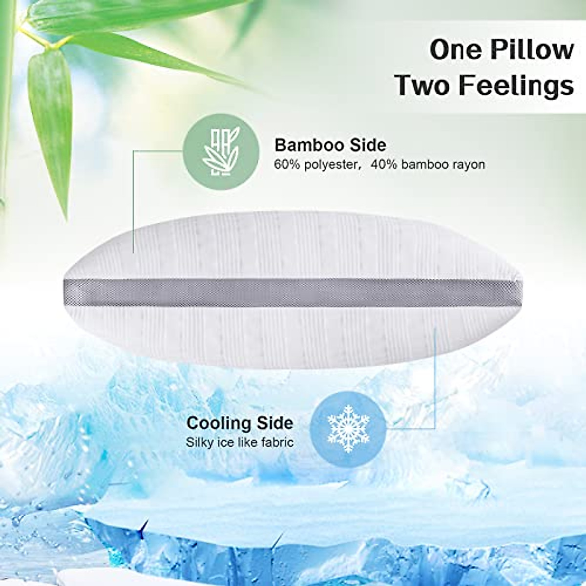 Meoflaw Cooling Pillows Standard Size Set of 2,Shredded Memory Foam Bed Pillows for Sleeping,Standard Pillows for Back & Side Sleepers,Adjustable 2 Pillows Standard Size with Washable Cover