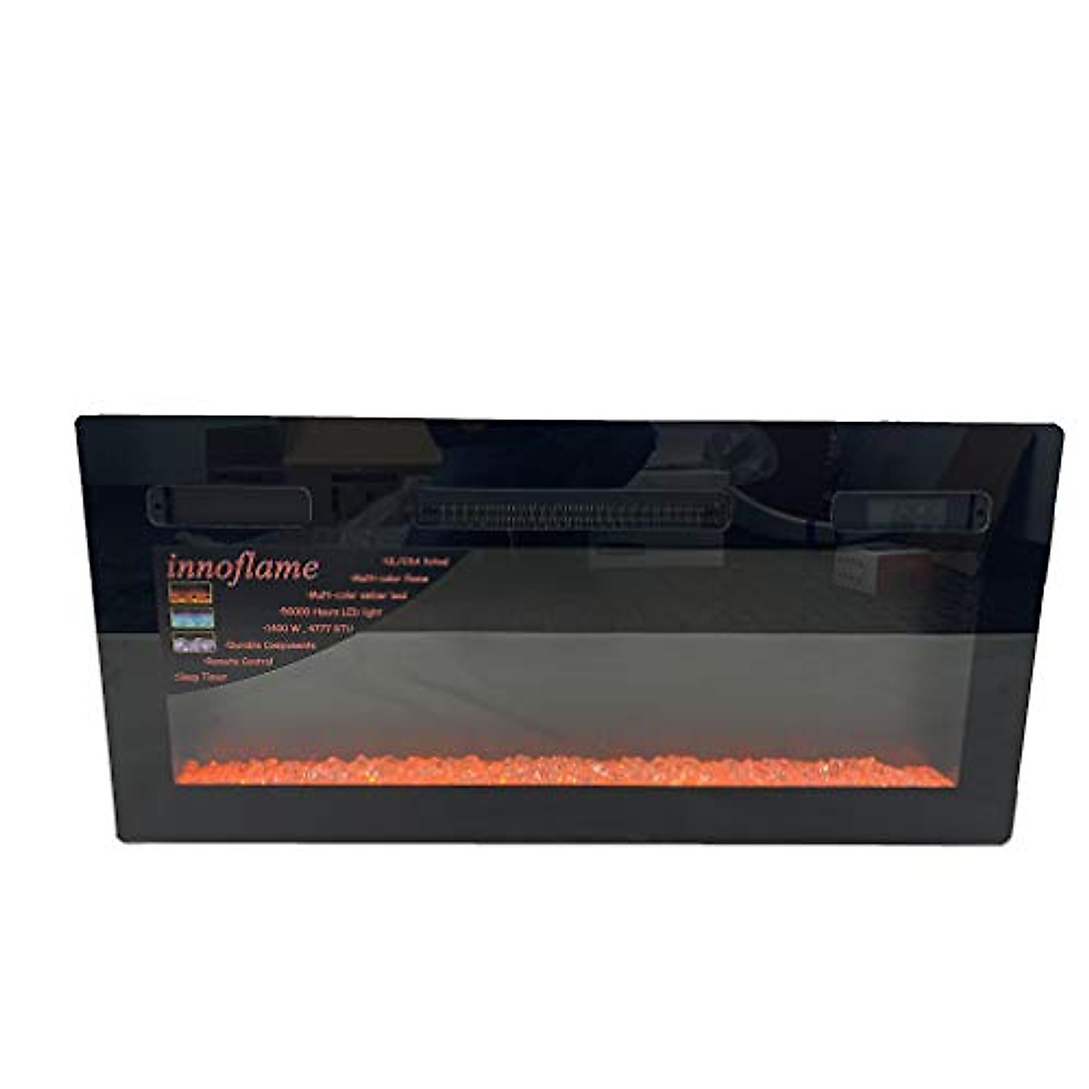 Tiara Innoflame Fireplace Electric 36" Flat Front Crystal Ember Bed w/Remote Control (Black)