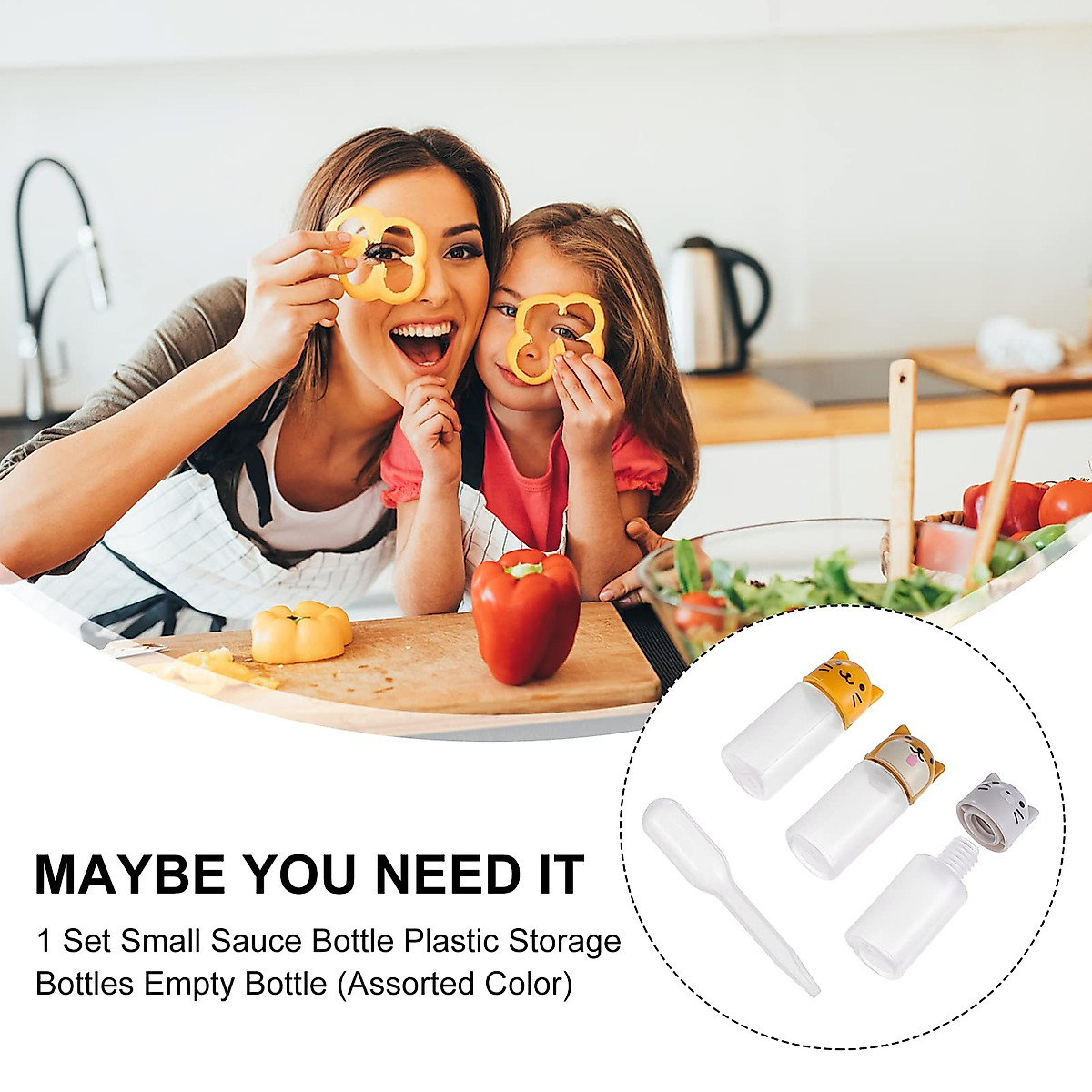 DOITOOL 3Pcs Mini Sauce Squeeze Bottles for Lunch Box, Cute Cat Dog Shaped Mini Ketchup Bottle Mini Condiment Bottle Sauce Bottles Lunch Box Dressing Dispensers for Kids Adults Bento Box with Dropper