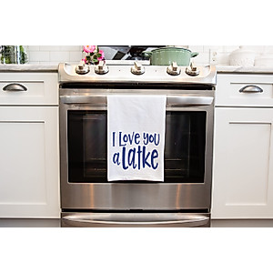Funny Jewish Holiday Kitchen Towel, I Love You a Latke Hanukkah and Shabbat Jewish Holiday Gift for Housewarming or Hostess, Handmade Dish Towel (I Love You A Latke)