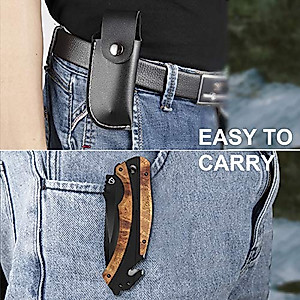 Jellas Pocket Folding Knife for Men with Figured Wood Handle - Tactical Knife with Safety Liner Lock for Camping Hunting Survival Indoor and Outdoor, Best Unique Gift for Men and Women KN05