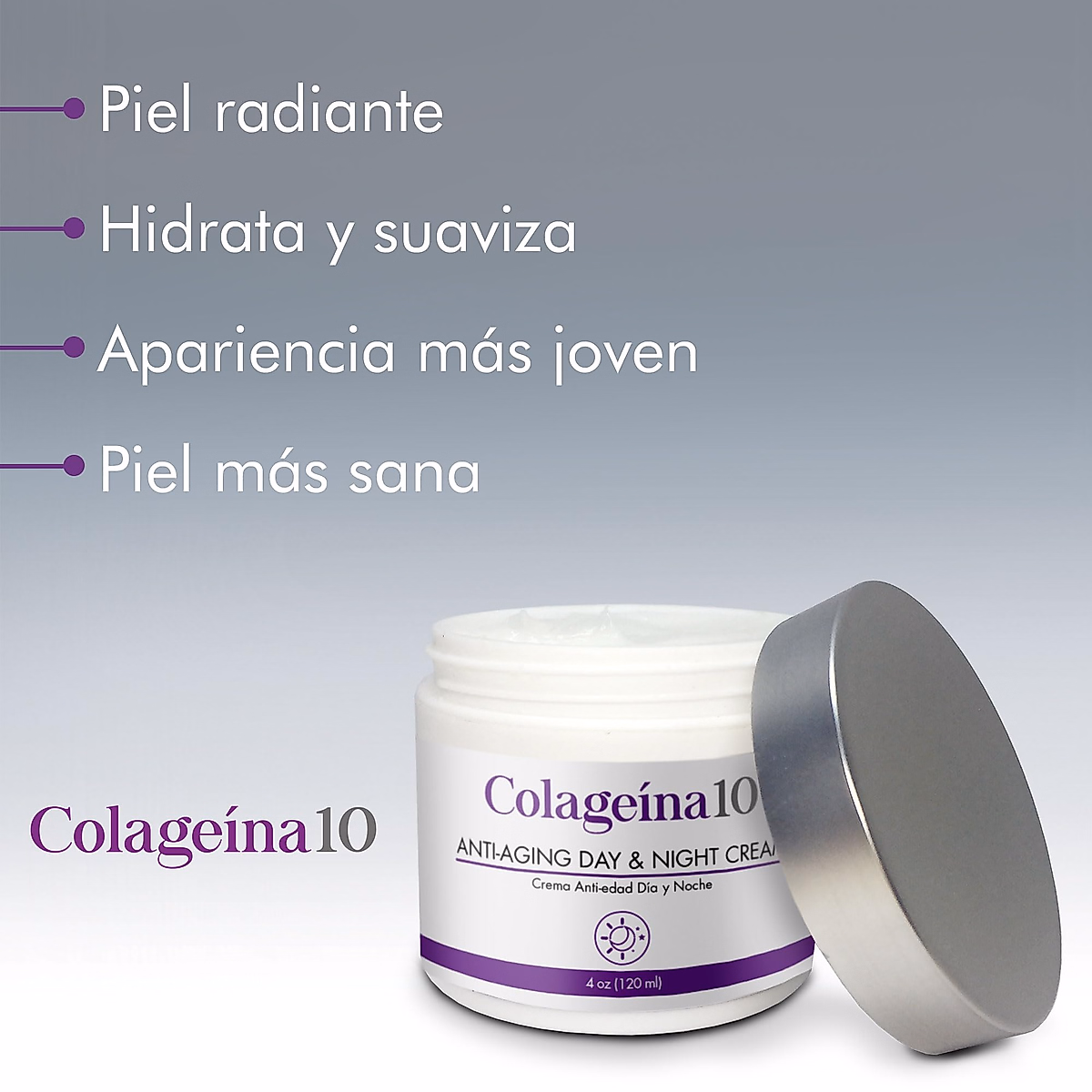 Colageina 10 Anti-Aging Day & Night Cream - Reduce the Appearance of Fine Lines & Wrinkles with Hydrolyzed Collagen and Hyaluronic Acid - 4 oz (120 ml)