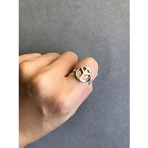 JewelryWeb Sterling Silver Polished Open Peace Sign Band Ring (15mm wide) (8)