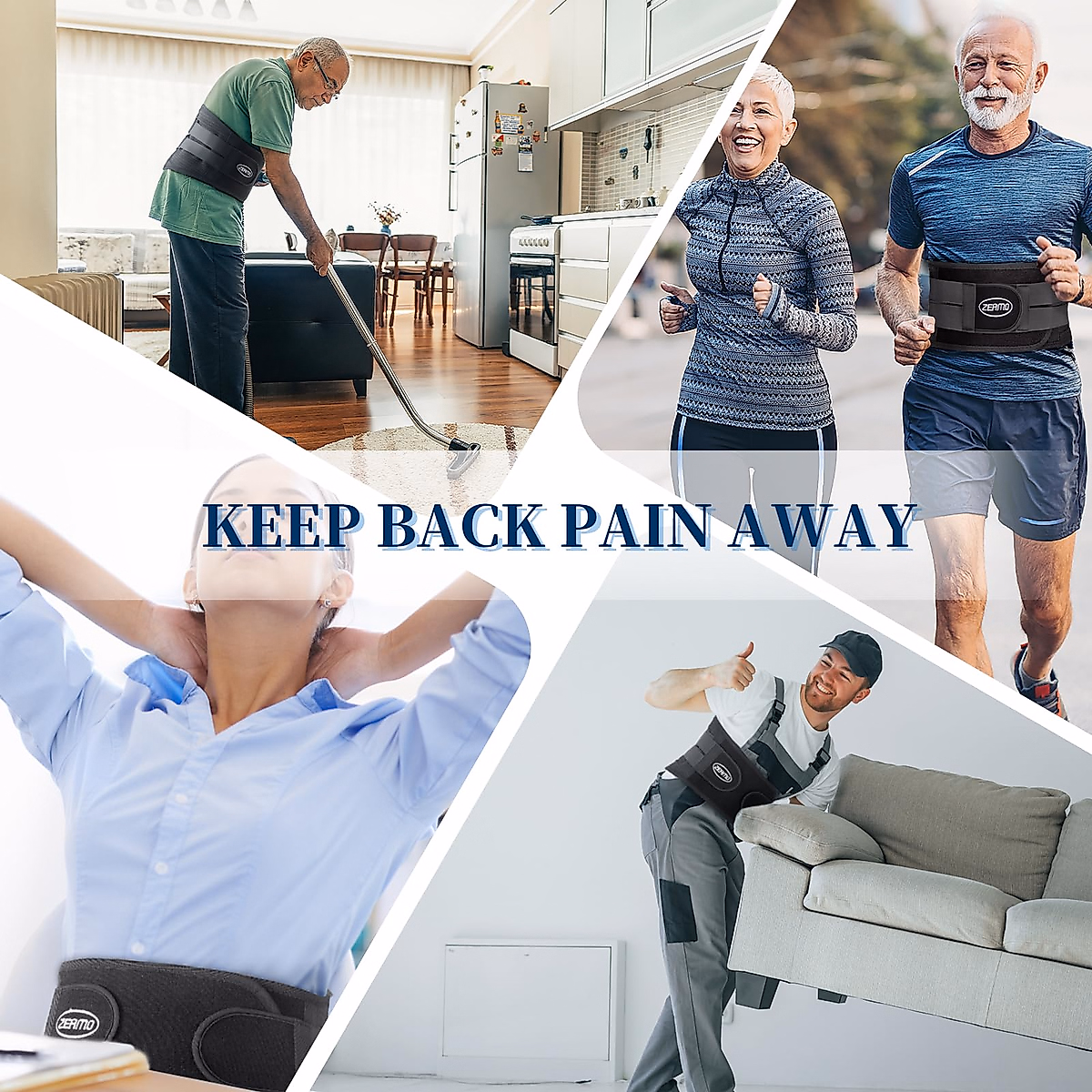 ZEAMO Back Brace for Men and Women Lower Back Pain Relief, Adjustable Lumbar Support Belt with 3 kinds of replacement lumbar pads, Waist Support for Herniated Disc, Sciatica, Scoliosis