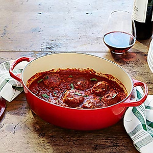 Le Creuset Enameled Dutch Oven Cast Iron Signature Oval Casserole, 40cm, 15.5 Qt, Cerise