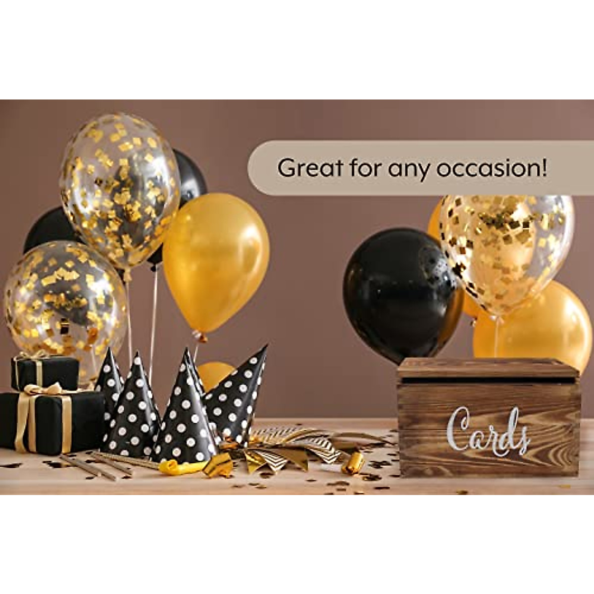 Darware Wooden Wedding Card Box for Receptions (Brown), Rustic Farmhouse Wood Decorative Card Receiving Box for Birthdays, Showers, Graduations and More