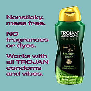 TROJAN Lubricant H2O Sensitive Touch Water-Based Lubricant, Personal Lubricant, 5.5 Fl Oz
