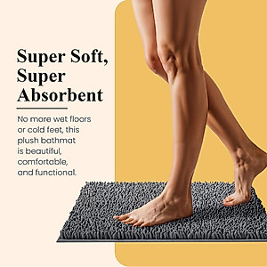 MAYSHINE Plush Shaggy Chenille Bath Mat | Extra Soft, Super Absorbent, Non-Slip Bathroom Rug | Fluffy Microfiber, Area Rug Sets for Bathroom Floor, Kitchen, Living Room | 32"x20" | Red