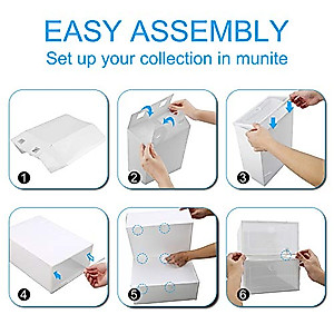 SHNORM Transparent Shoe Storage Box - Folding Large Size Cabinet Unit Easy Assembly, Stackable Shoe Storage Box with Lid for Women/Men (24/12/6Pcs) (#2:24Pcs with Lid, White)