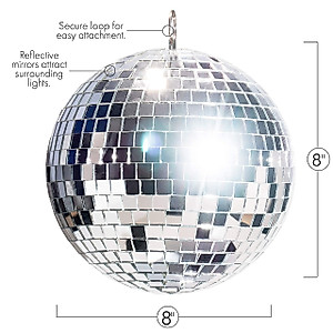 Big Mo's Toys Disco Ball - Silver Mirror Hanging Disco Ball Party Decoration Accessories for 70s Parties