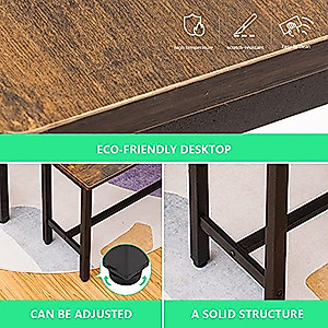 Coral Flower Dining Bench, Table Benches, Pair of 2, Industrial Style Indoor Benches for Kitchen, Dining Room, Living Room, Rustic Brown