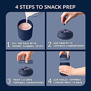 Bentgo® Snack Cup - Reusable Snack Container with Leak-Proof Design, Toppings Compartment, and Dual-Sealing Lid, Portable & Lightweight for Work, Travel, Gym - Dishwasher Safe (Navy)