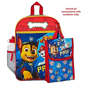 RALME Nickelodeon Paw Patrol Backpack Set for Kids, 16 inch with Lunch Bag and Water Bottle, 5 Piece Value Set Multicolor