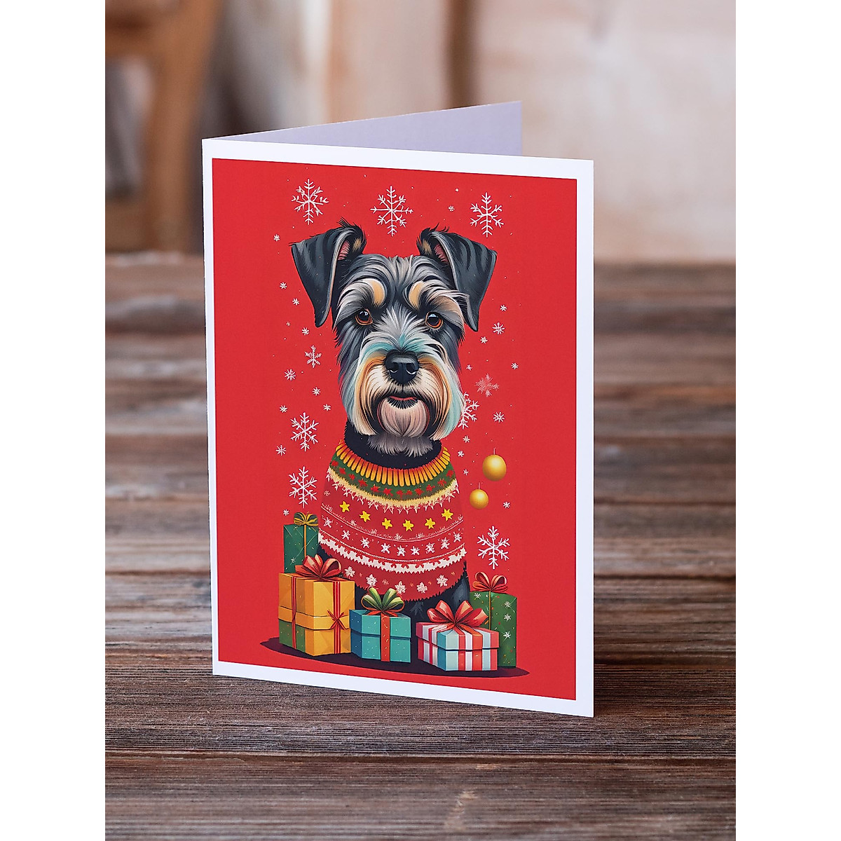 Caroline's Treasures DAC3155GCA7P Schnauzer Holiday Christmas Greeting Cards Pack of 8 Blank Cards with Envelopes Whimsical A7 Size 5x7 Blank Note Cards
