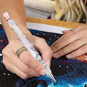 Rose Gold Metal Stainless Steel Tip Diamond Painting Art Sticky Drill Dot Pen Stylus Kits Set Accessories Tool with Wax for DIY 5D Diamond Painting Gem Nail Art White
